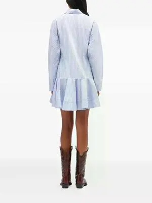 GANNI Striped Mini Shirt Dress - Blue