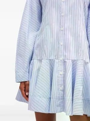 GANNI Striped Mini Shirt Dress - Blue