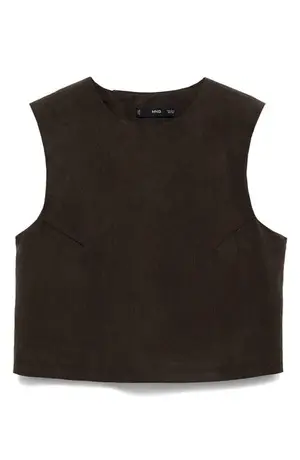 Mango Sleeveless Back Button Crop Top