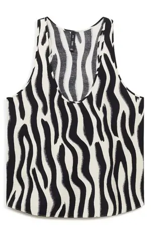 Mango Zebra Print Racerback Sleeveless Top