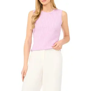 Halogen Cable Stitch Cotton Sweater Tank Lavender Sugar