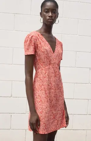 Mango Printed V-neck Dress