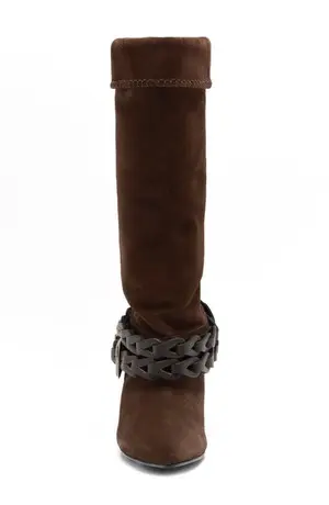 Free People Bridget Buckle Strap Slouch Boots - Chocolate Suede/lear
