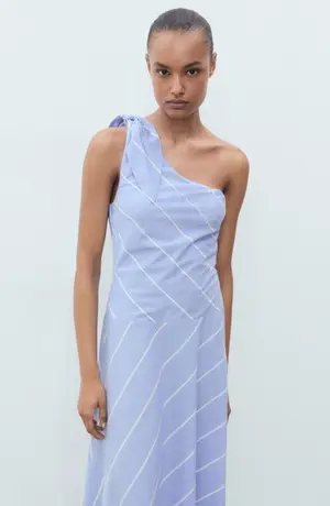 Mango Asymmetric Stripe A-line Dress