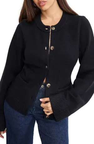 Good American Ribbed Knit Cardigan - Black001