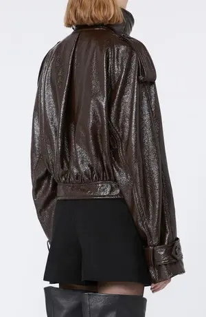Sportmax Glossy Faux Leather Bomber Jacket