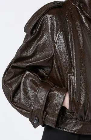 Sportmax Glossy Faux Leather Bomber Jacket