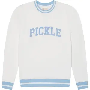 ELLSWORTH + IVEY Elle Collegiate Pickle Sweatshirt - Ivory/light Blue