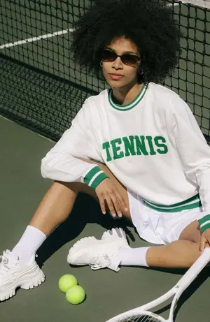 ELLSWORTH + IVEY Elle Collegiate Tennis Sweatshirt