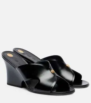 Loro Piana Vera 80 Leather Wedge Mules