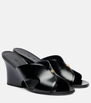 Loro Piana Vera 80 Leather Wedge Mules - Black
