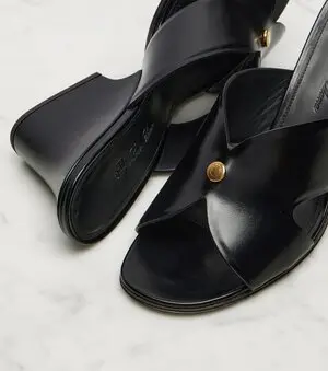 Loro Piana Vera 80 Leather Wedge Mules