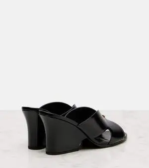 Loro Piana Vera 80 Leather Wedge Mules - Black