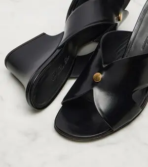 Loro Piana Vera 80 Leather Wedge Mules - Black