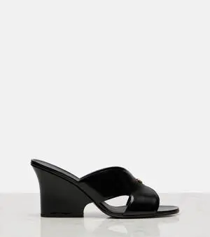 Loro Piana Vera 80 Leather Wedge Mules - Black