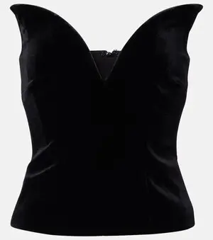 Roland Mouret Velvet Corset Top - Black