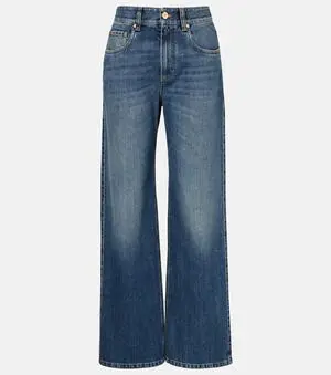Brunello Cucinelli Monili High-rise Wide-leg Jeans - Blue