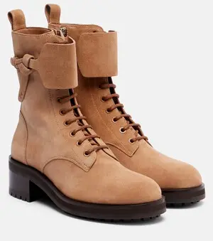 JIMMY CHOO Rosabel Suede Combat Boots - Brown