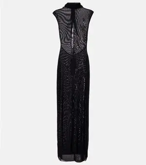 JEAN PAUL GAULTIER Sequined Mesh Maxi Dress - Black