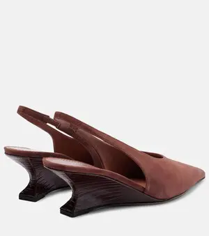 Paris Texas Nina 50 Suede Pointed Toe Slingback Wedges