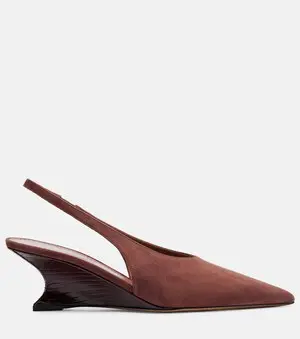 Paris Texas Nina 50 Suede Pointed Toe Slingback Wedges