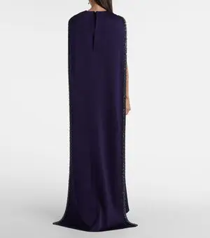 Roland Mouret Embellished Cape Effect Gown - Blue