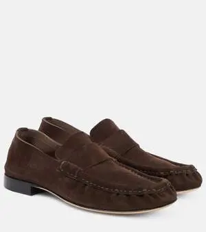 THE ROW Suede Penny Loafers - Brown