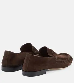 THE ROW Suede Penny Loafers - Brown