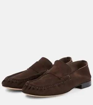 THE ROW Suede Penny Loafers - Brown