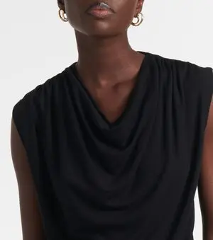 Vince Sleeveless Drape Neck Top - Black