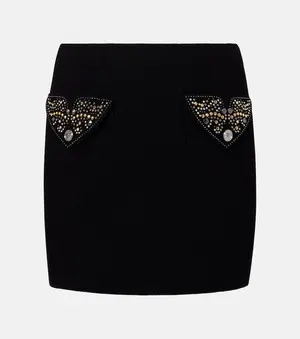 Versace Virgin Wool Crêpe Miniskirt - Black