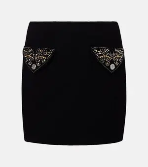 Versace Virgin Wool Crêpe Miniskirt - Black