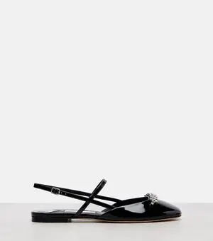 JIMMY CHOO Belinda Embellished Patent Leather Flats - Black