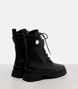 JIMMY CHOO Noemi 45 Leather Combat Boots - Black
