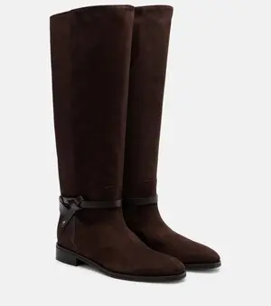 JIMMY CHOO Lawton Knotted Suede Knee-high Boots - Brown