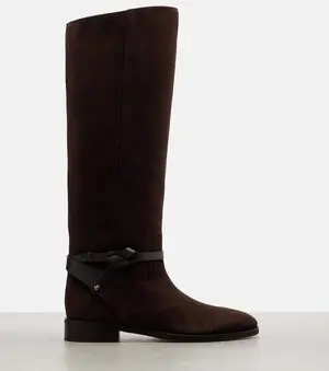 JIMMY CHOO Lawton Knotted Suede Knee-high Boots - Brown