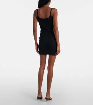 Versace Logo Cotton-blend Minidress - Black
