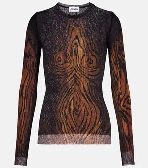 JEAN PAUL GAULTIER Wood Trompe L'oeil Tulle Top - Black