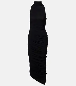 Jacquemus Piazza Gathered Jersey Midi Dress