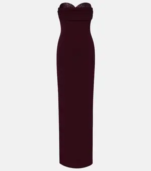 Roland Mouret Draped Embellished Cady Corset Dress