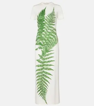 Oscar De La Renta Printed Jersey T-shirt Dress - White
