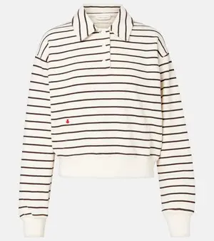 JW Anderson Cropped Striped Cotton Polo Sweater - White