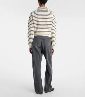 JW Anderson Cropped Striped Cotton Polo Sweater
