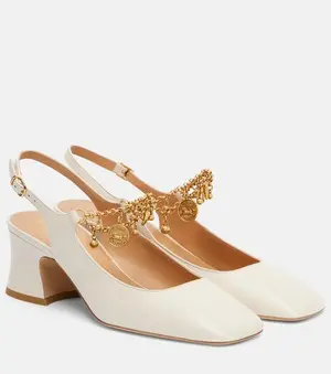 Chloé Charms 55 Leather Slingback Pumps - White