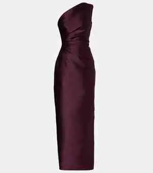 Solace London Kira Gathered Twill Gown - Purple