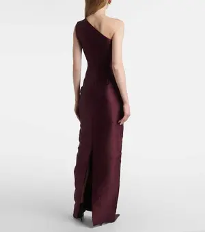 Solace London Kira Gathered Twill Gown - Purple
