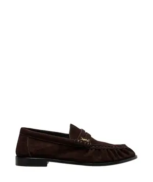 Saint Laurent Le Loafer Cassandre Suede Penny Loafers - Brown