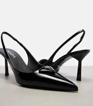 Prada Patent Leather Slingback Pumps - Black