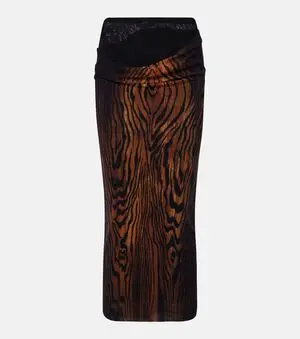 JEAN PAUL GAULTIER Wood Trompe L'oeil Tulle Midi Skirt - Black