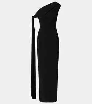 Solace London Irina Scarf-detail Crêpe Gown - Black